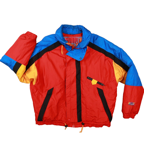 Vintage 90s Roffe Red Colorblock Retro Ski Snowboard Jacket Made In USA ...