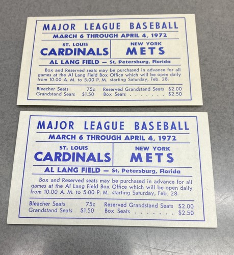 Vintage St. Louis Cardinals NY Mets Baseball 1972 Schedule Advertising ...