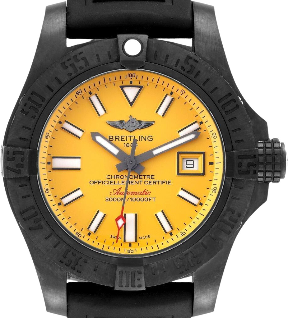 Breitling Avenger Yellow Men's Rubber Strap Watch - M17331 for sale ...