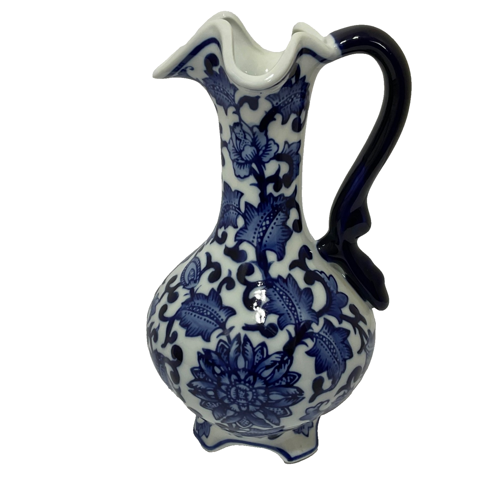 Vtg Seymour Mann China Blue Flower Pitcher Fine Porcelain Vase Deft ...