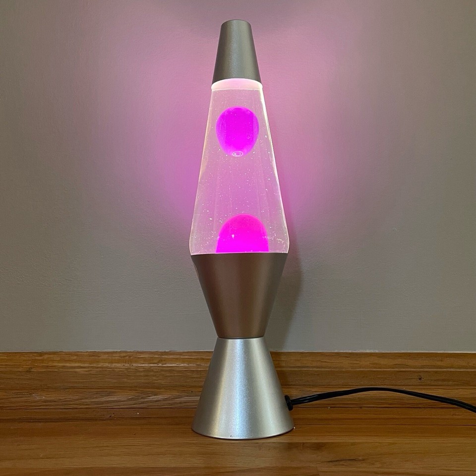 Lava Lamp 14.3” Lava Lite Clear Liquid Purple Wax Brushed Aluminum NEW ...
