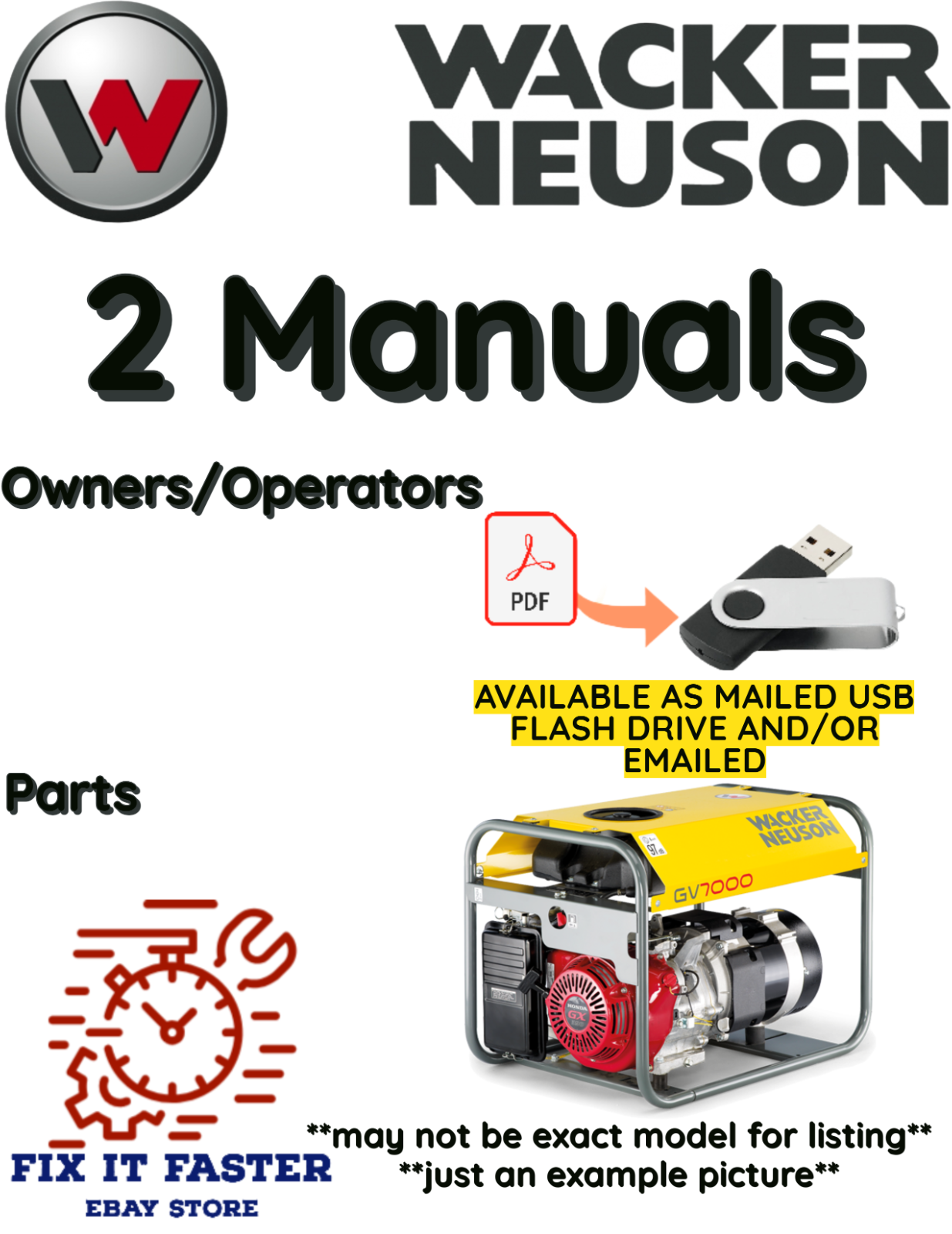 WACKER NEUSON MG5 GENERATOR OPERATORS PARTS OWNERS MANUAL PDF USB | eBay