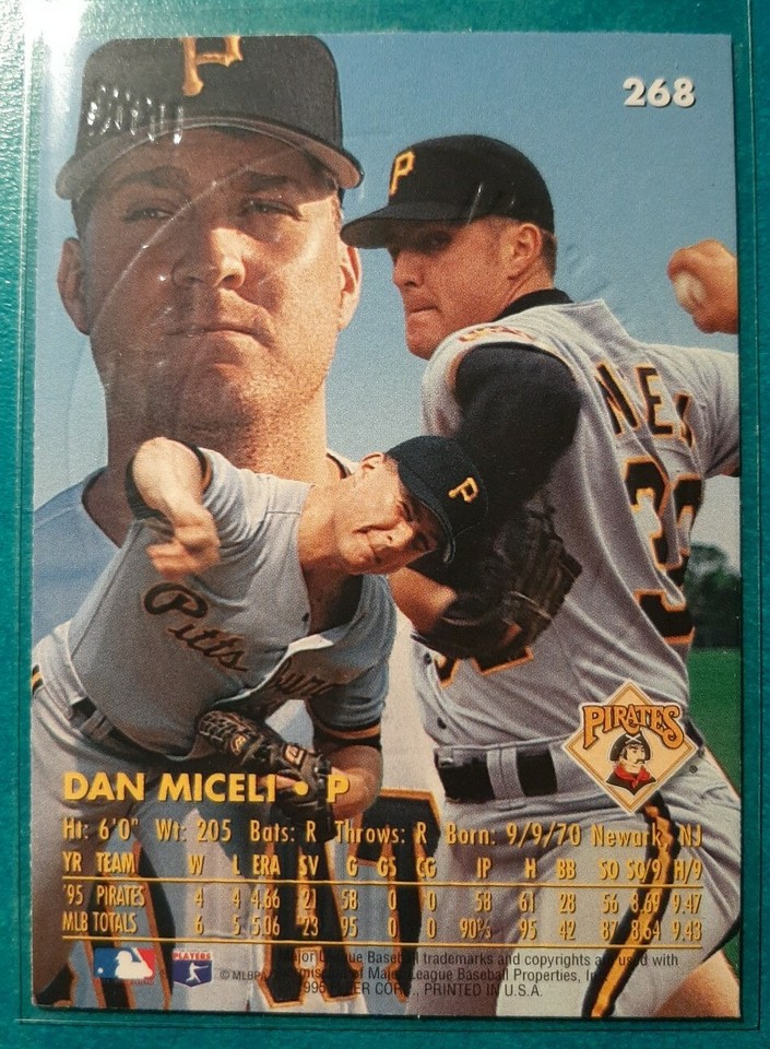 1996 FLEER ULTRA GOLD MEDALLION DAN MICELI #268 PITTSBURGH PIRATES | eBay