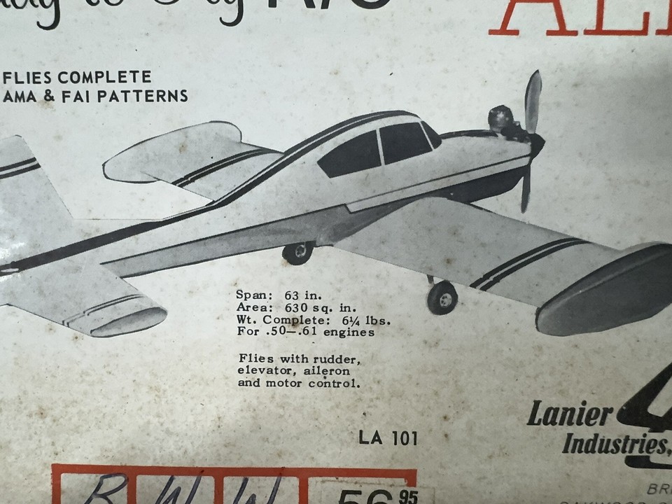 Rare Vintage Lanier Industries Aero 600 RTF 63” RC Airplane Kit NOS ...