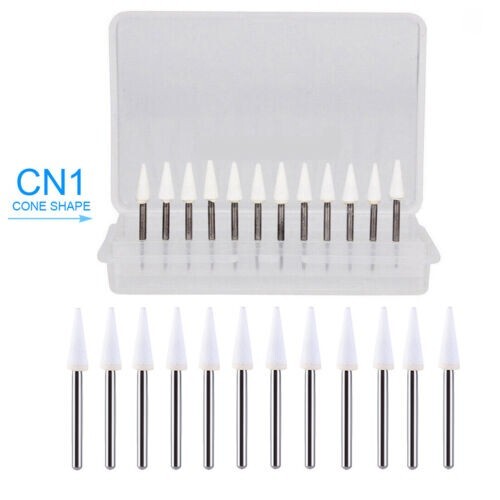 Dental White Stone Flame Mounted Polishing Burs- FG 12/pks Abrasion ...