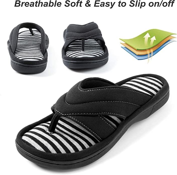 Women's Men's Memory Foam Flip Flops - Soft Thong Sandals House Spa ...