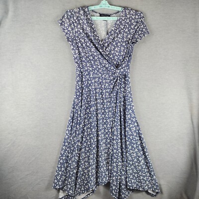 Perceptions New York Woman Pullover Dress S Navy Blue White Polka Dots ...