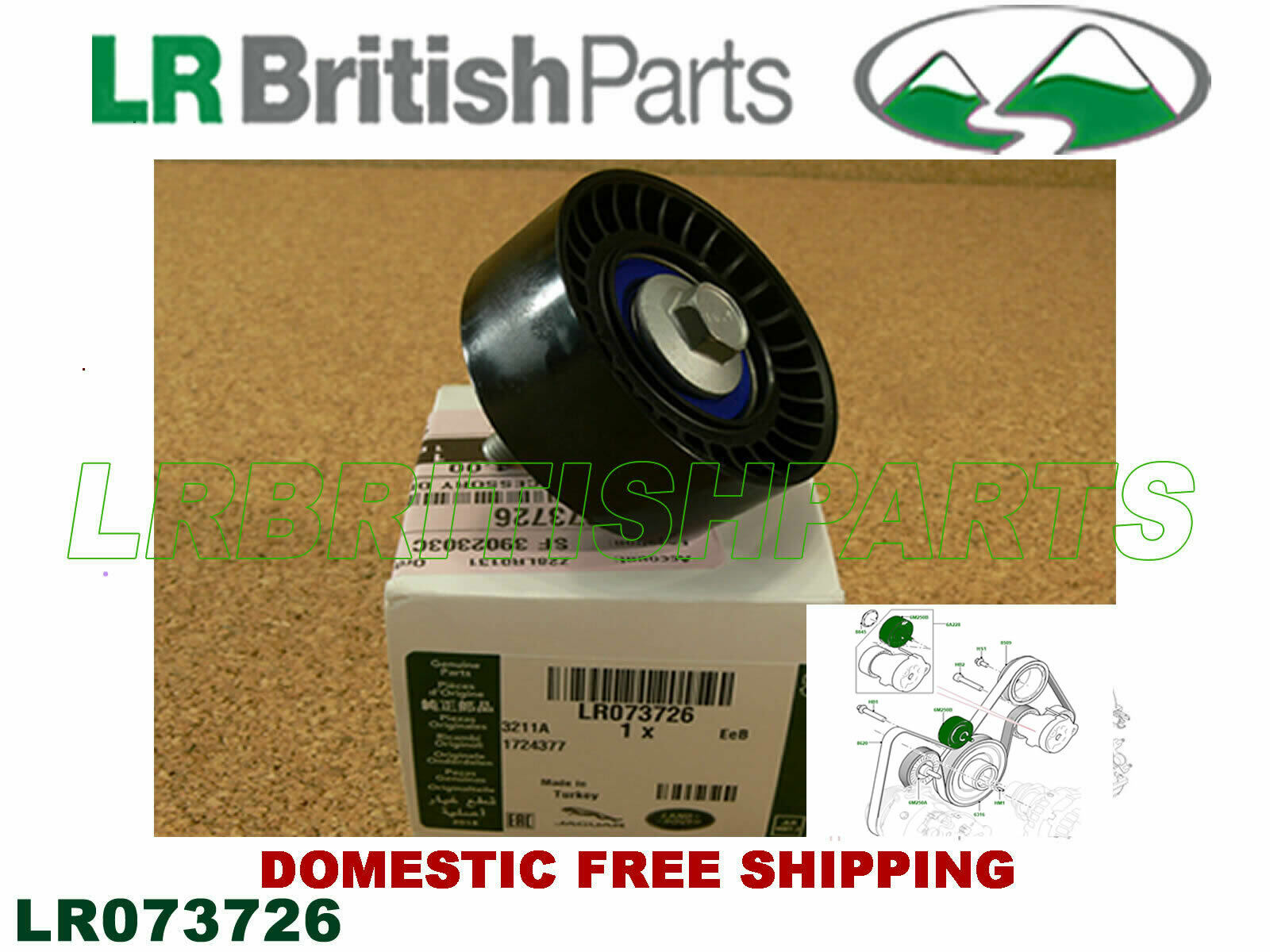 GENUINE LAND ROVER TENSIONER IDLER PULLEY 2.0L RANGE ROVER EVOQUE SPORT ...