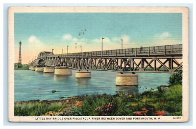 POSTCARD Little Bay Bridge over Piscataqua River Between Dover ...