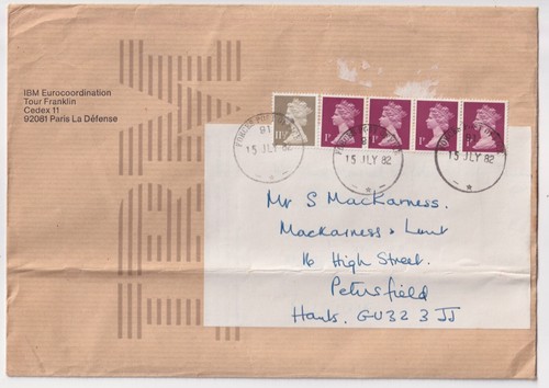 1982 BELGIUM BFPO 26 Casteau SHAPE IBM Cover with Packet FPO 91 ...