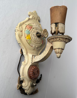 Antique Floral Wall Sconce Light Fixture Victorian Original + Electric ...