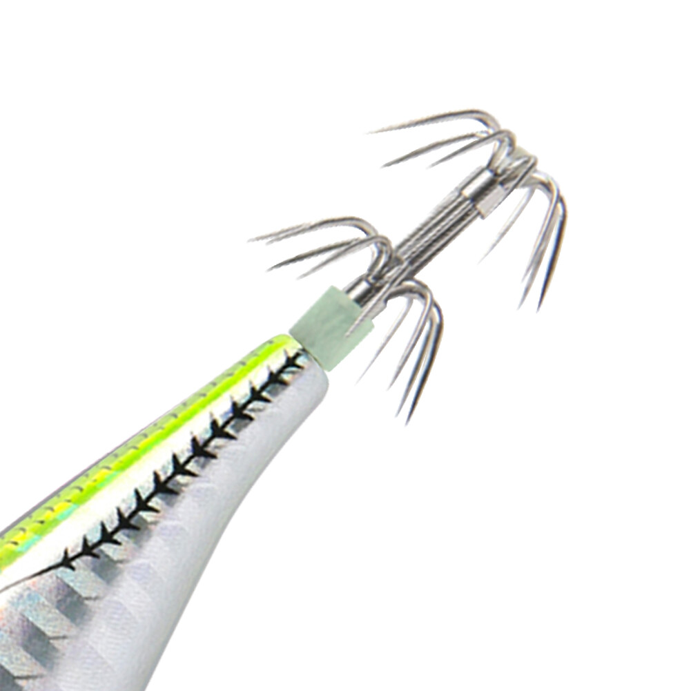 Squid Jig Hooks Luminous Fishing Lures Cuttlefish Hook Wood Shrimp Bait ...