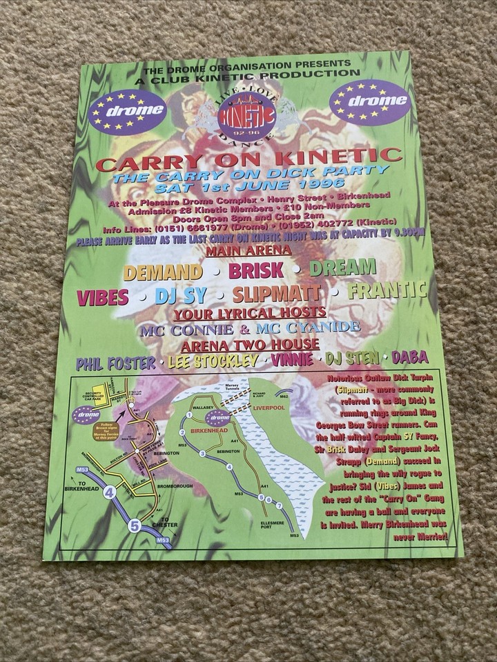 Club Kinetic Carry On Kinetic 1 June 1996 Rave Flyer Flyers | eBay UK