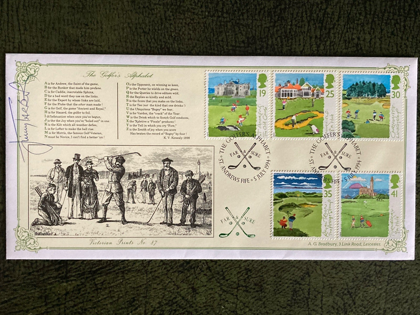 Cover / FDC - Golfers Alphabet - PM / Cancel, St. Andrews - Signed ...