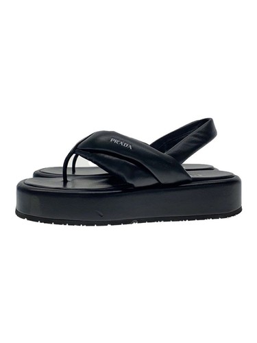 PRADA 36.5 Black NAPPER LEATHER SANDALS 1YZ042 Used | eBay