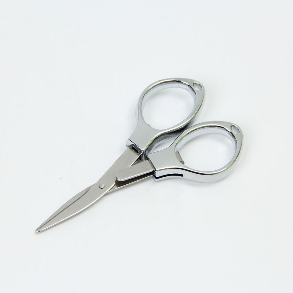5PC Folding Camping Scissors Keychain Scissor Mini Cutter Silver | eBay