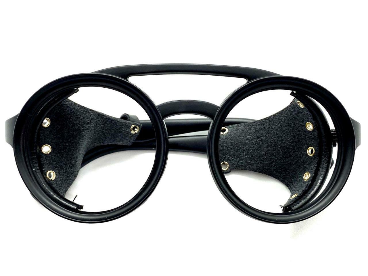 Steampunk Cyber Lensless Eye Glasses Round Leather Blinder Frame Only ...