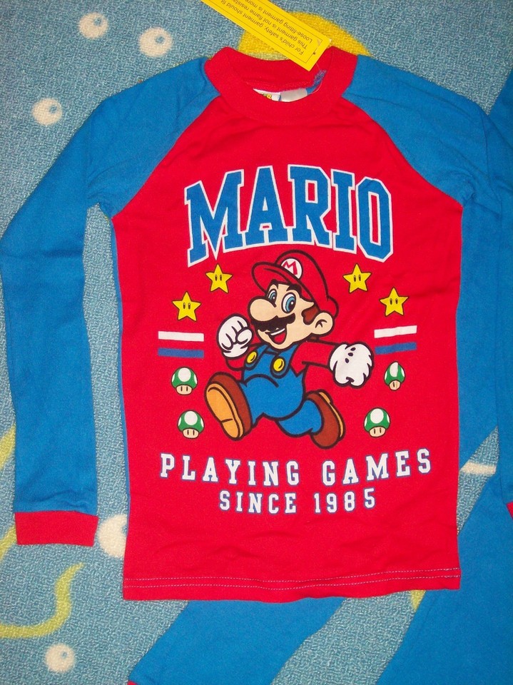 Super Mario Pajamas Sleepwear 2pc Boys Set 4 6 8 10 Nintendo Playing ...