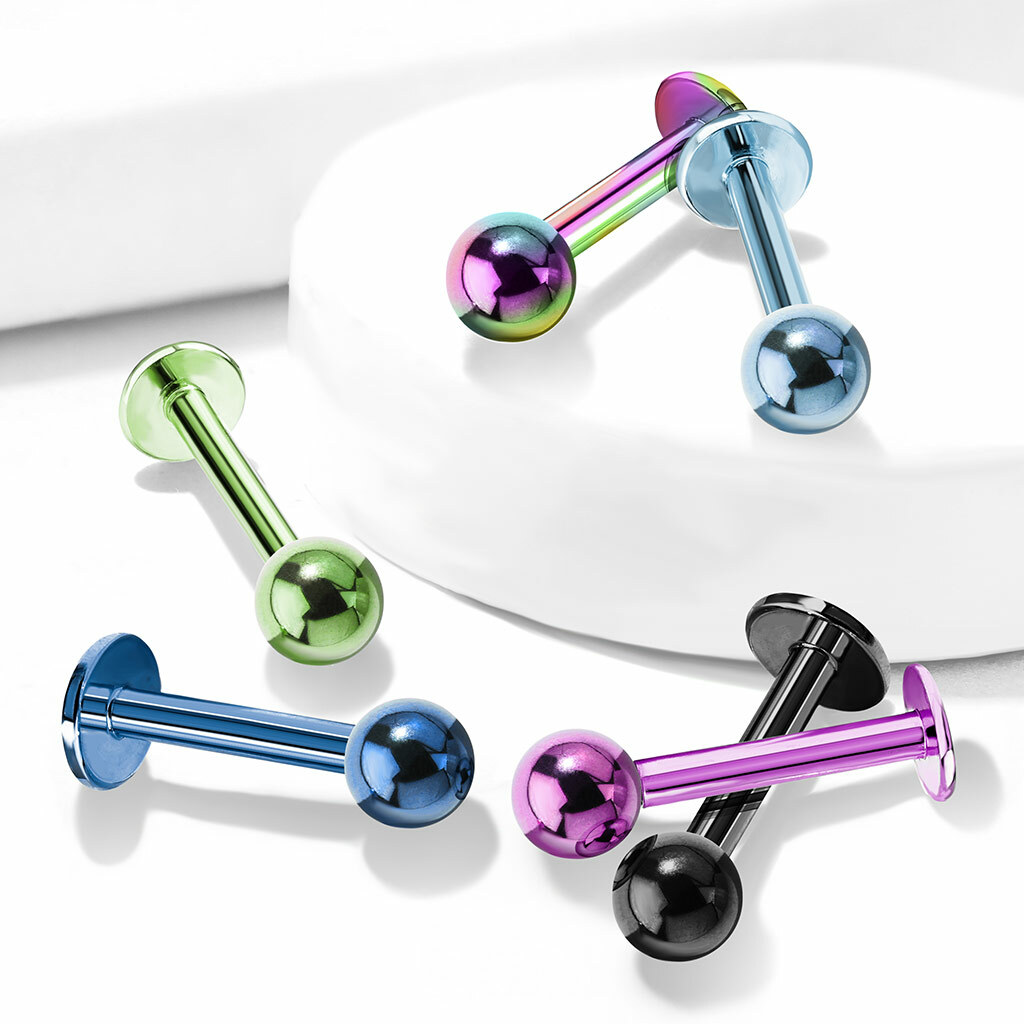1pc Titanium Ion Plated Ball Labret 316L Surgical Steel Monroe Stud Lip ...