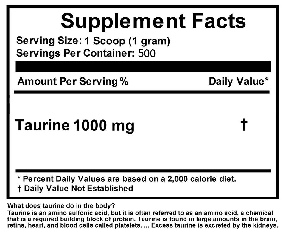 L-TAURINE Powder - 100% PURE L-TAURINE AMINO ACID POWDER USP GRADE ...