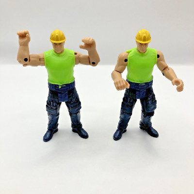 Construction Workers Action Figures wearing Hard Hats Adjustable Limbs ...