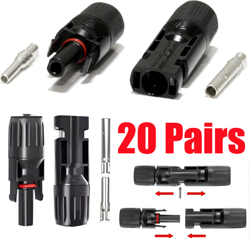 20pairs Solar Cable Connectors 4mm-6mm 30Amp Waterproof Solar Panel ...