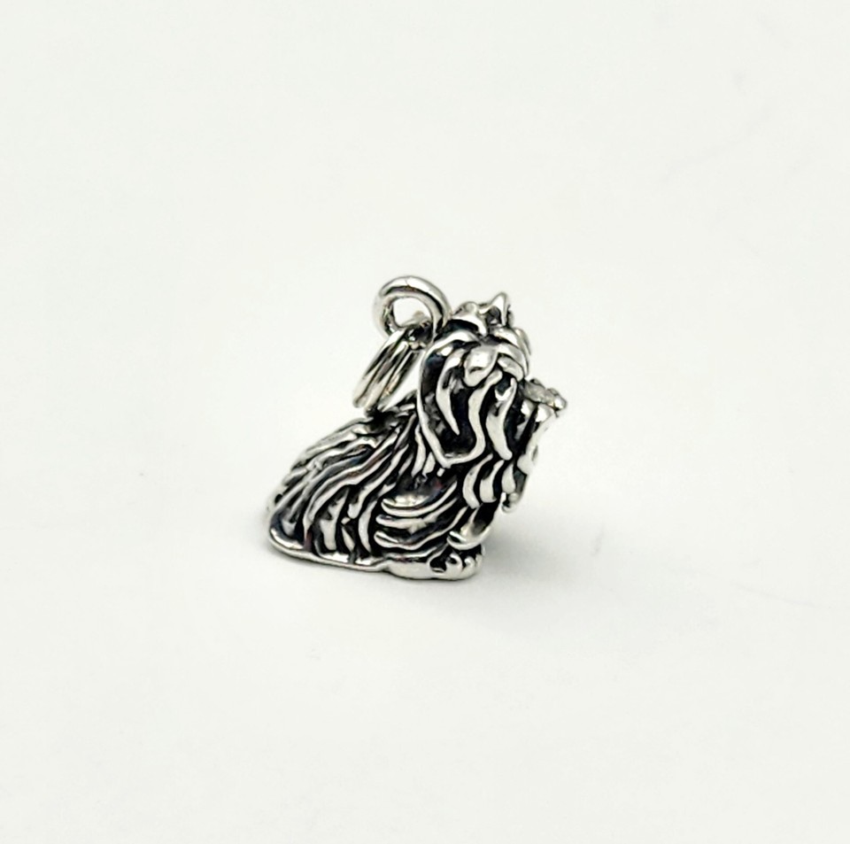 Sterling Silver 925 Vintage Yorkshire Yorkie Terrier Dog Charm Pendant ...