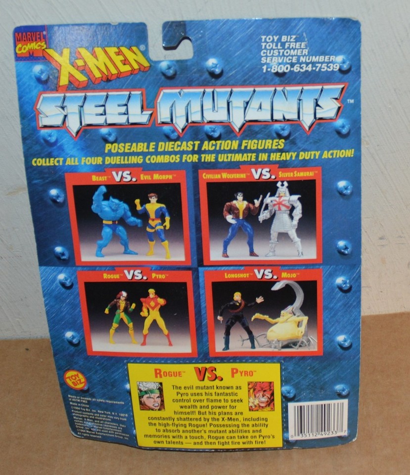 X-Men Steel Mutants Die Cast Metal Rogue vs. Pyro Poseable Figures ...
