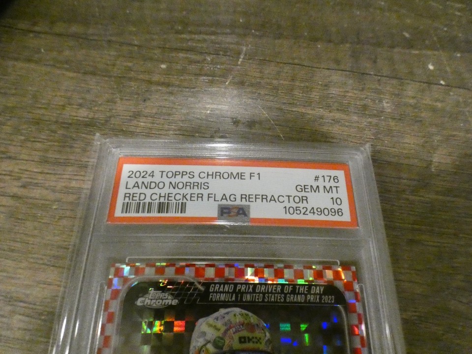 2024 Topps Chrome F1 #176 Lando Norris Red Checker Flag /5 PSA 10 ...