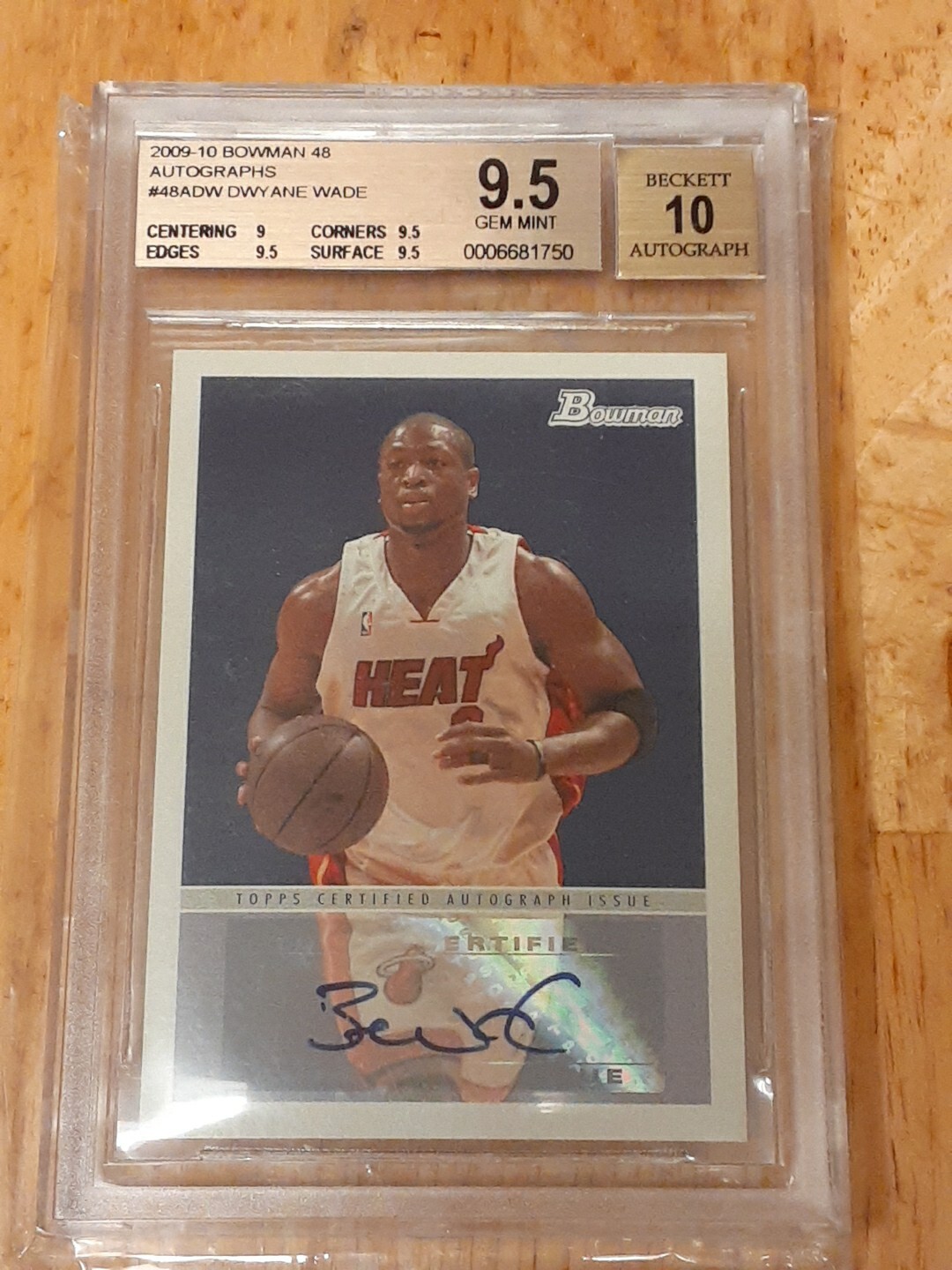 DWYANE WADE 2009-10 Bowman 48 Signatures Autograph BGS 9.5 Auto 10 Gem ...