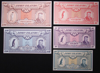 Jason Islands £20 Pounds to 50 Pence - 5pcs UNC - ND (1978) (SLIB-L2804 ...