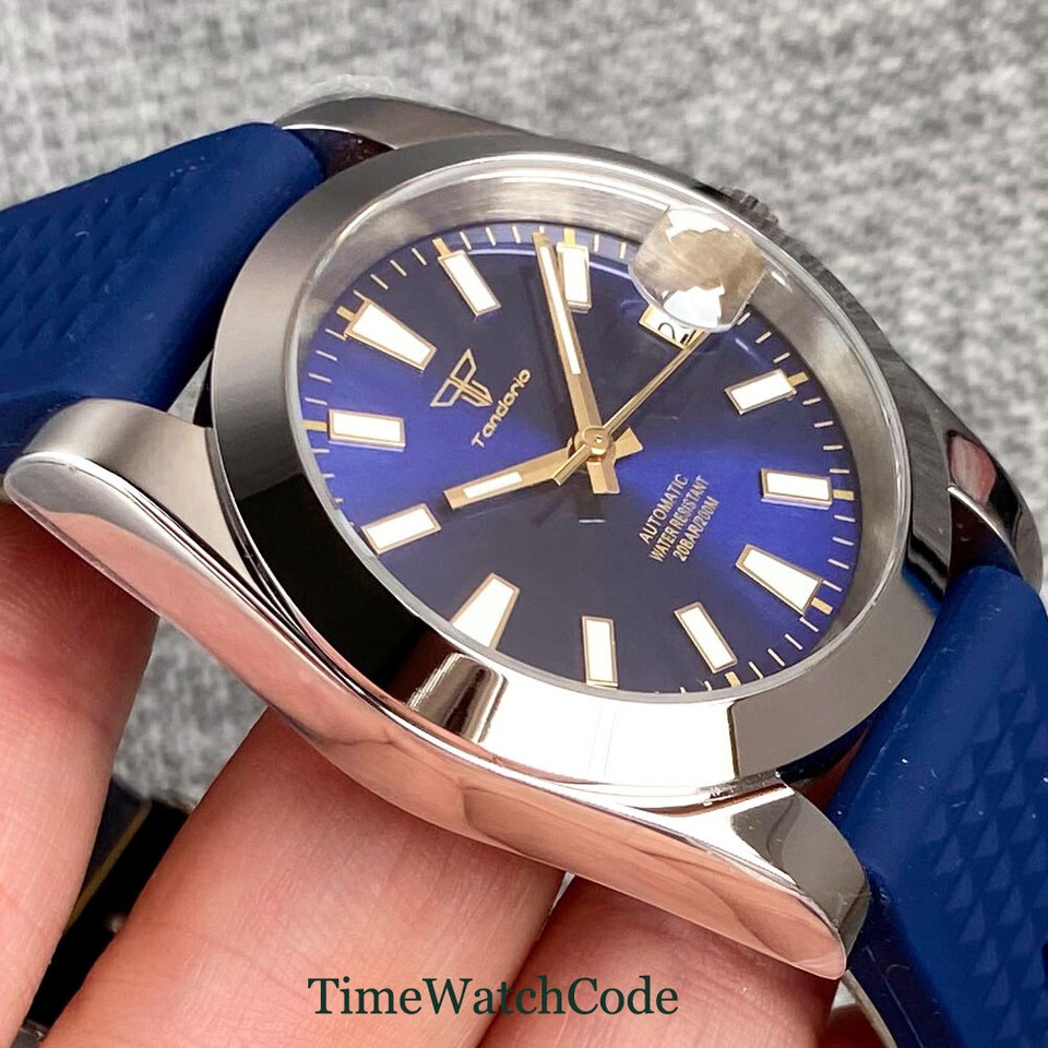 Tandorio Automatic Watch for Men NH35 Movt 36mm Sapphire Glass Blue ...