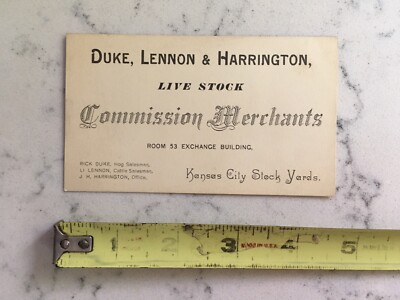 ANTIQUE KANSAS CITY LIVESTOCK EXCHANGE MERCHANT ADV TRADE CARD DUKE ...
