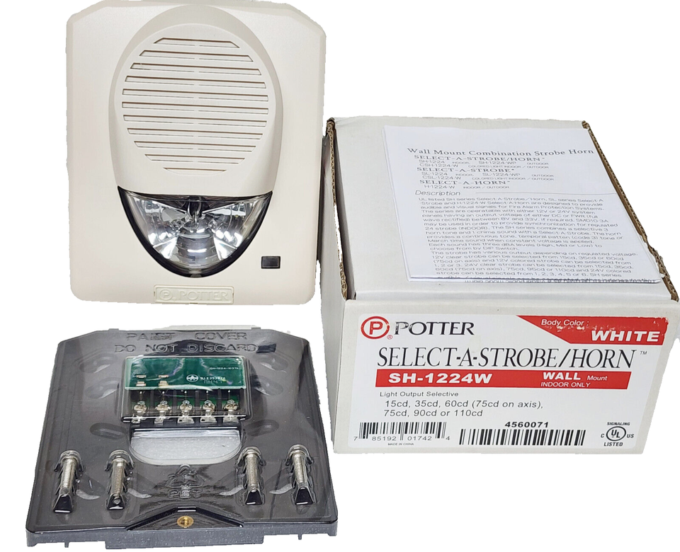 Amseco Potter Select-A-Horn/Strobe SH1224W White with Wall Mount | eBay