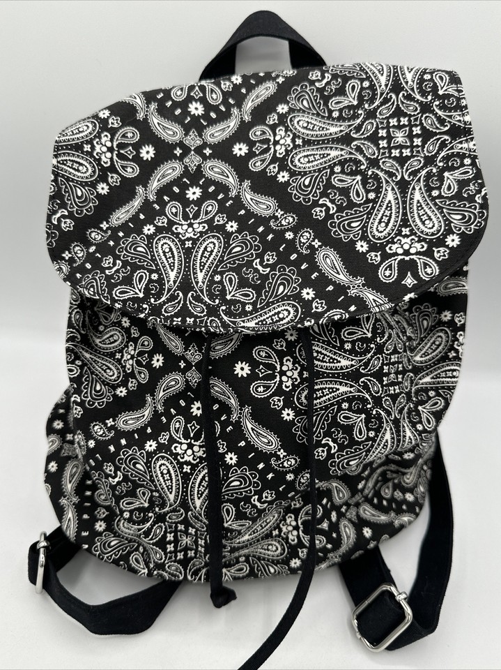 Victoria’s Secret Paisley Mini Drawstring Backpack Black & White Love ...