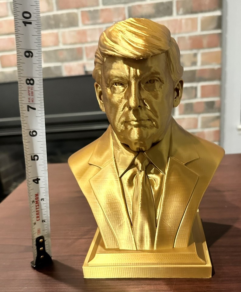 Huge 10" Tall Gold Golden PLA Donald Trump DJT MAGA Bust Statue Made in ...