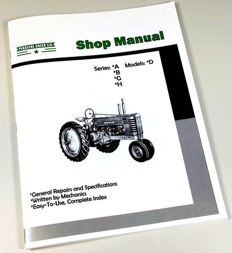 Service Shop Manual For John Deere H HN HNH HWH Styled Tractor Repair ...