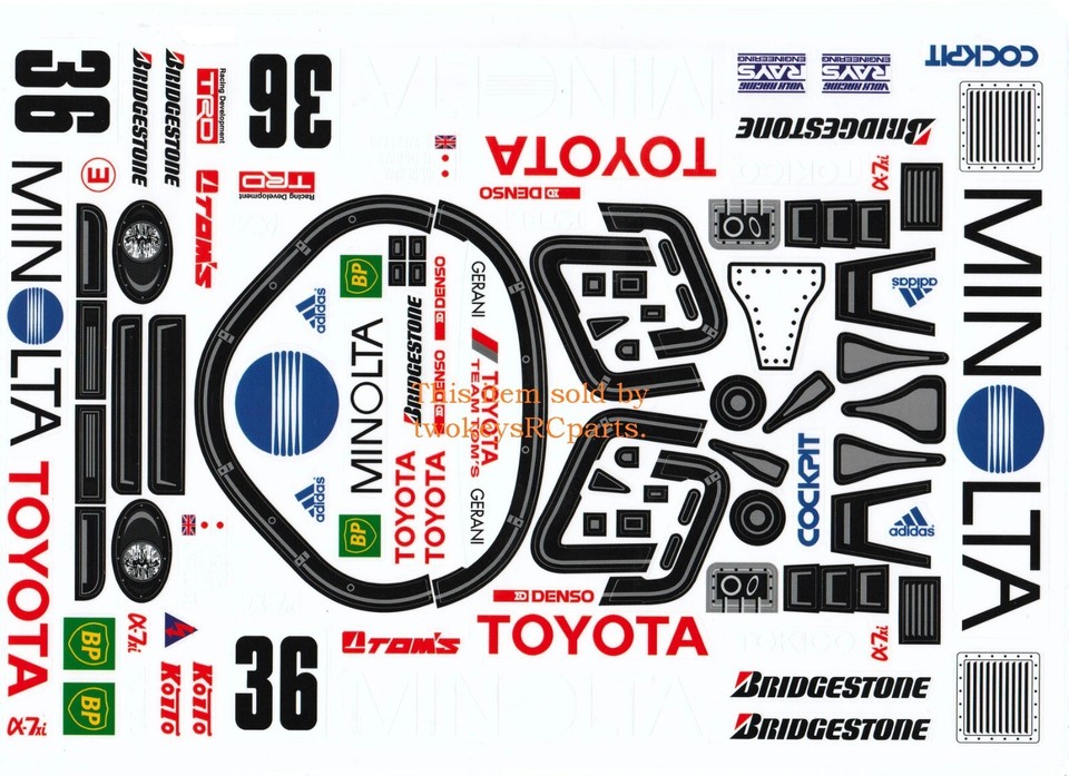 1:10 RC Clear Lexan Body Shell -Toyota 91C Le Mans car with Minolta ...