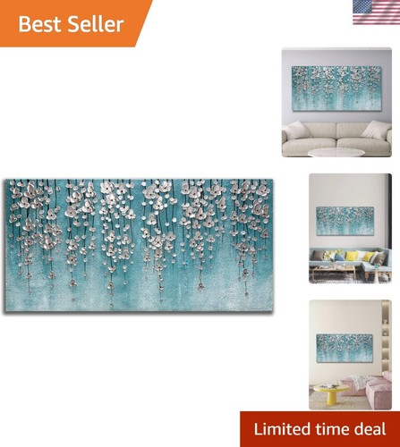 30x60 Inch Hand-Painted 3D Flower Wall Art - Elegant Abstract Canvas ...