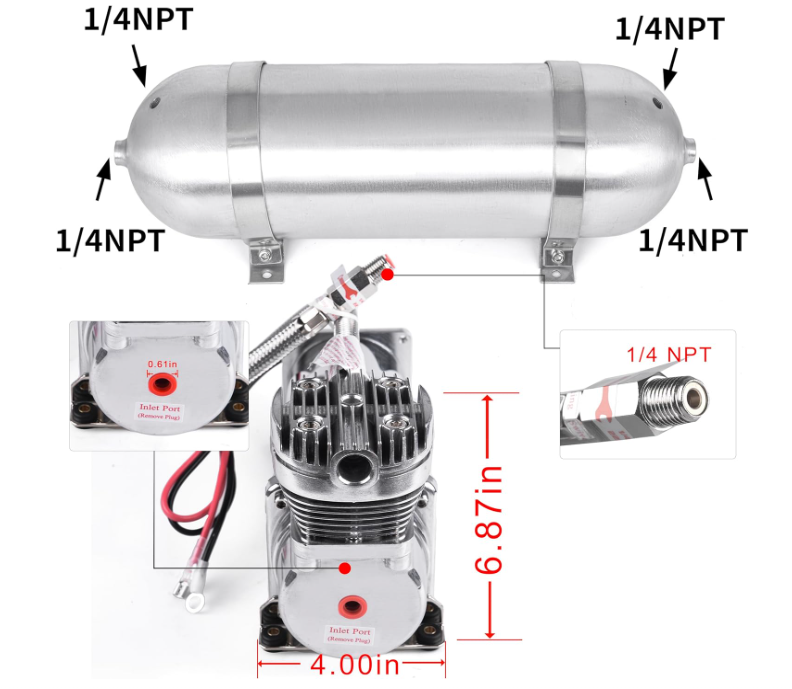 Hookah Diving compressor 12 Volt Dive 4+ Hours 3GAL 200 PSI w/ Aluminum ...