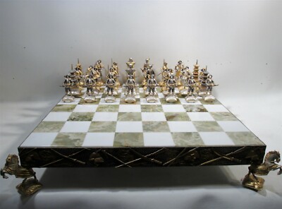 Vtg Piero Benzoni Samurai Chess Set Battle of Nagashino Silver & Gold ...