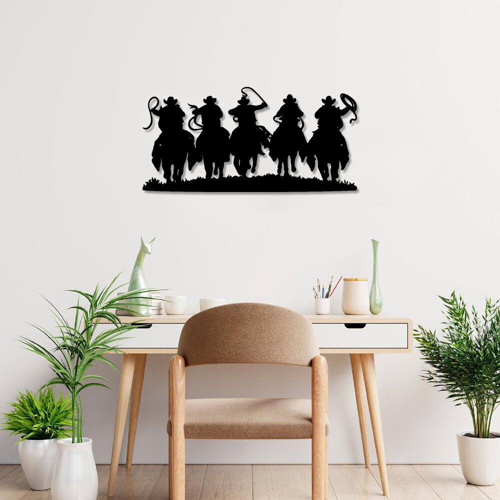 Western Cowboy Posse Metal Signs, Horse Riding Cowboys Signs Wall Art ...