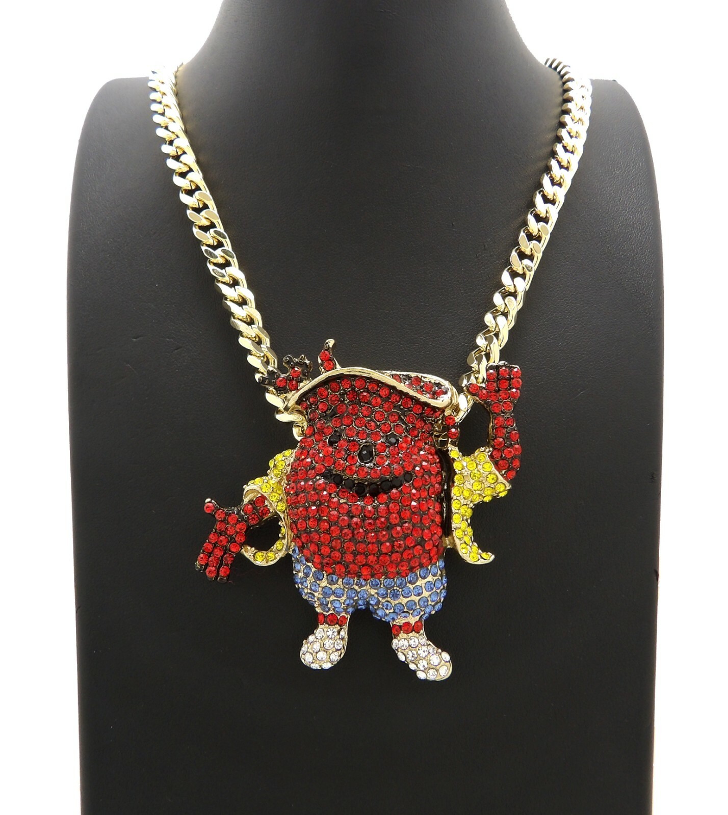 Mens Hip Hop Ice Bling Kool Aid Pendant With 24" Cuban Chain 14k Gold ...