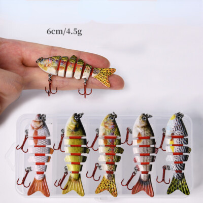 5PCS/Box Micro Multi Jointed Mini Fishing Lure Swimbait Crankbait 6cm 4 ...
