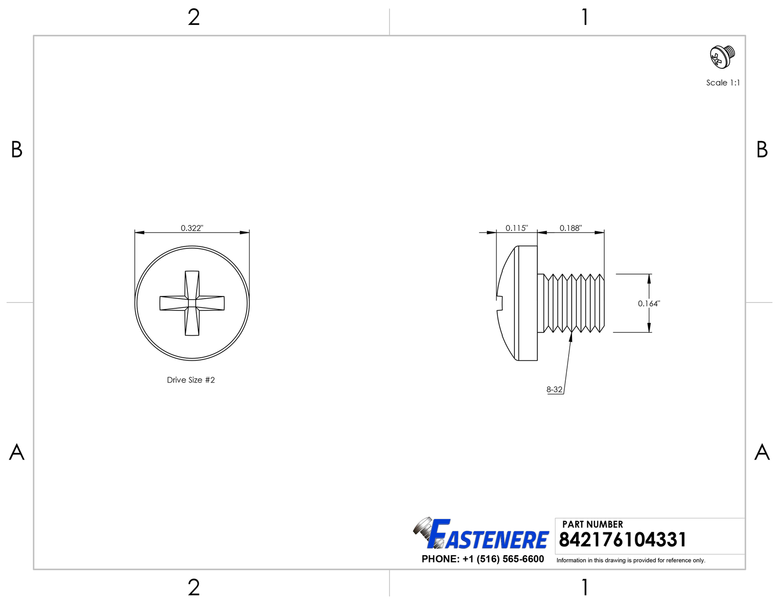 8-32 x 3/16" Pan Head Machine Screws Phillips Drive Stainless Steel Qty ...