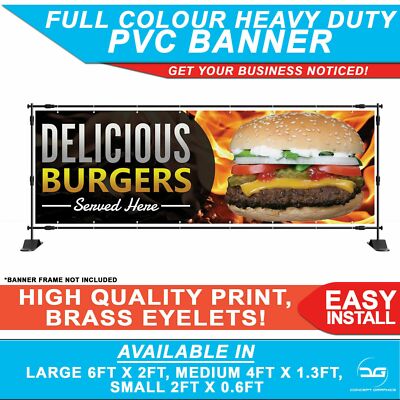 Delicious Burgers Served Here Takeaway Fast Food Restaurant PVC Banner ...