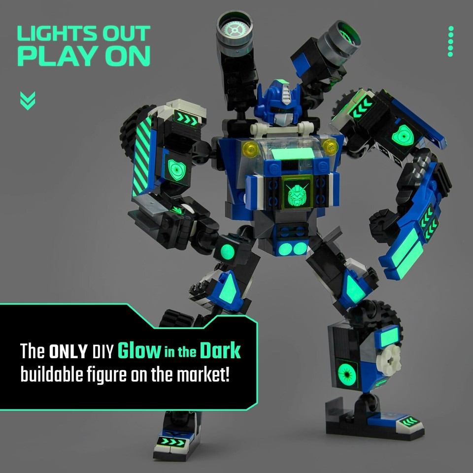 Robot Mech Building Blocks STEM Toy Glow in the Dark 3in1 Gift For Boys ...