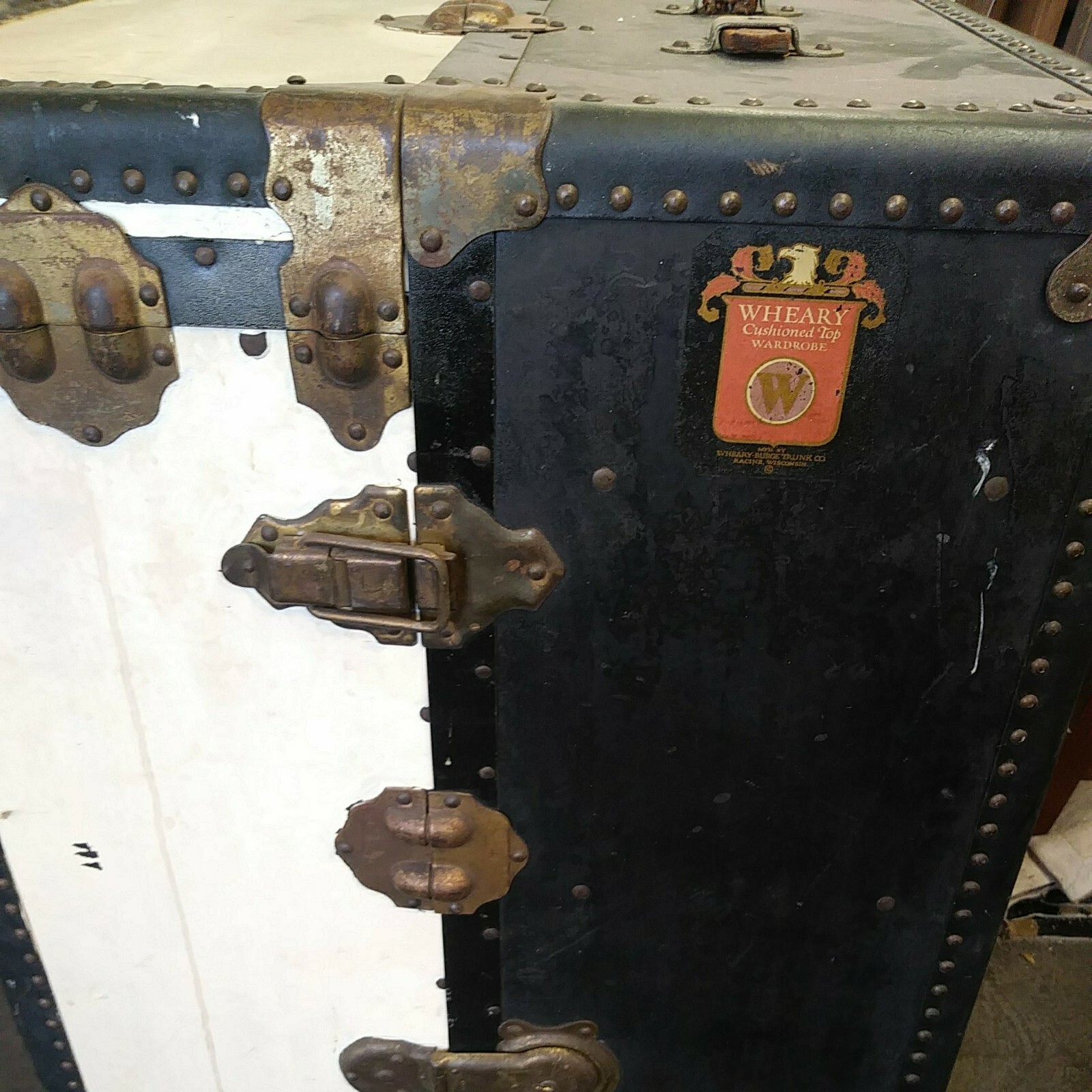 Antique Wheary rare 2 tone wardrobe steamer trunk local pick u or ...