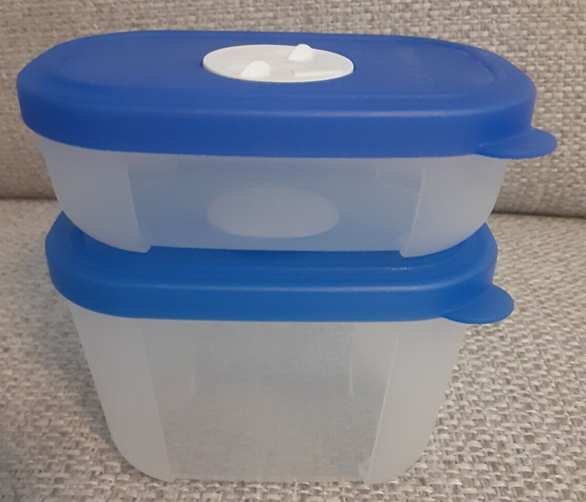Tupperware Freezer Mates Dial Date 4 3/4 oz 2086B-2 Lid Blue 4154C-3 ...