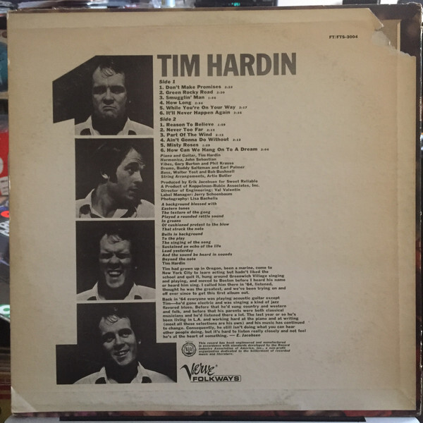 Tim Hardin - Tim Hardin 1 1966 LP, Album Verve Folkways FTS-3004 Very ...